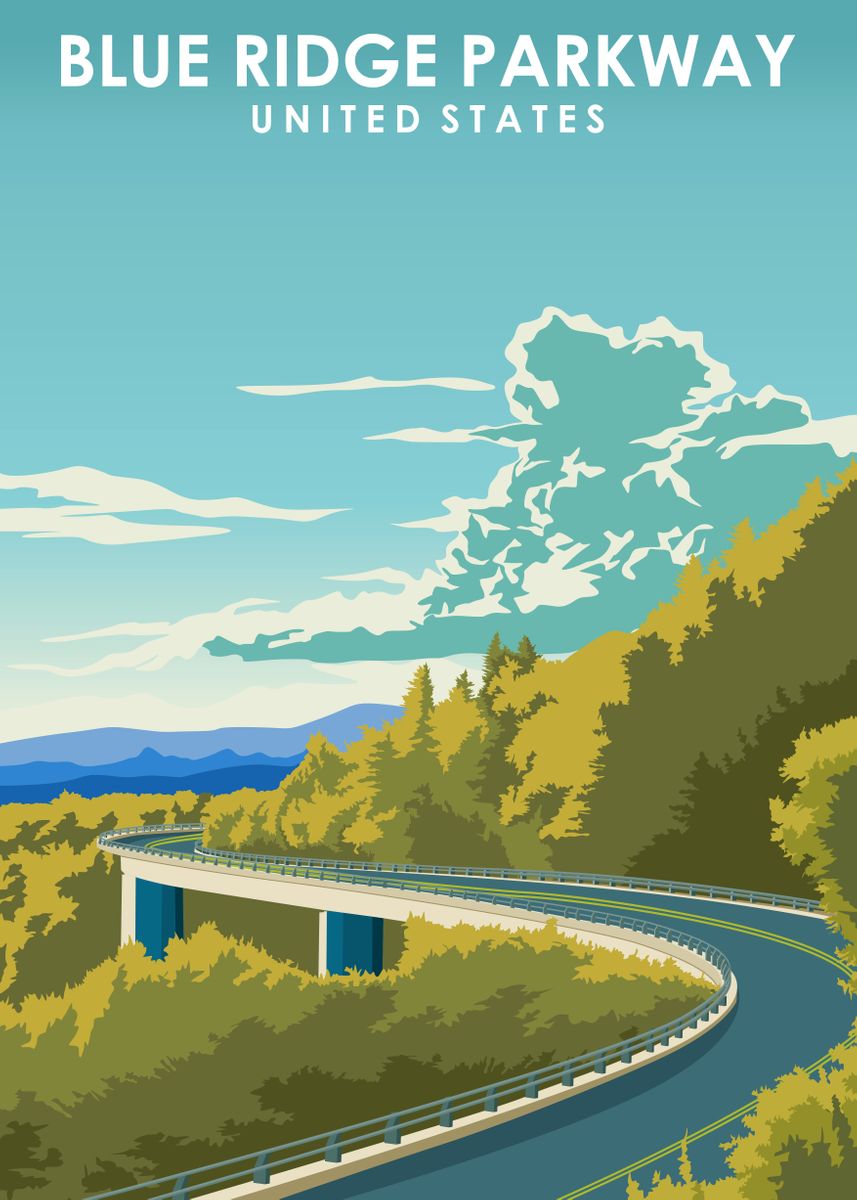 'Blue Ridge Parkway Art' Poster, picture, metal print, paint by Jorn ...