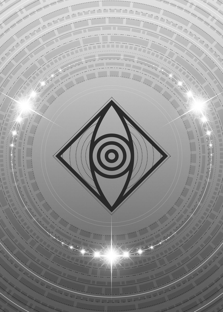 'Grey Sacred Geometry Glyph' Poster, picture, metal print, paint by ...