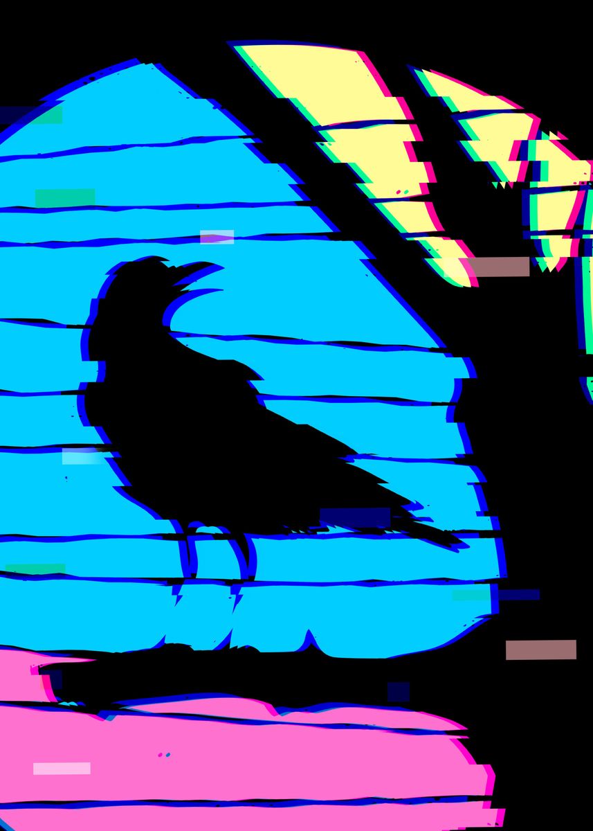 'Raven Crow Vaporwave Retro' Poster by AestheticAlex | Displate