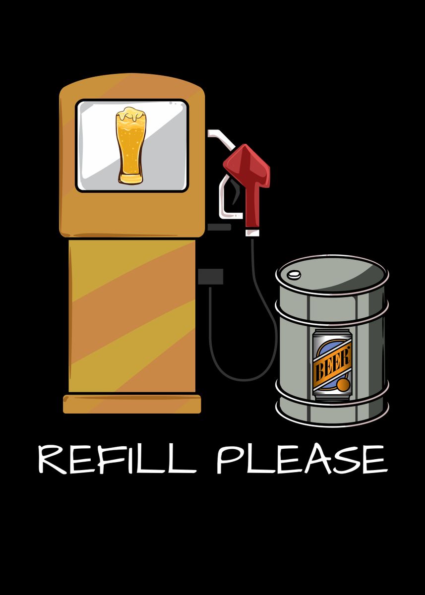 'Gas Station Beer Refill' Poster, picture, metal print, paint by ...