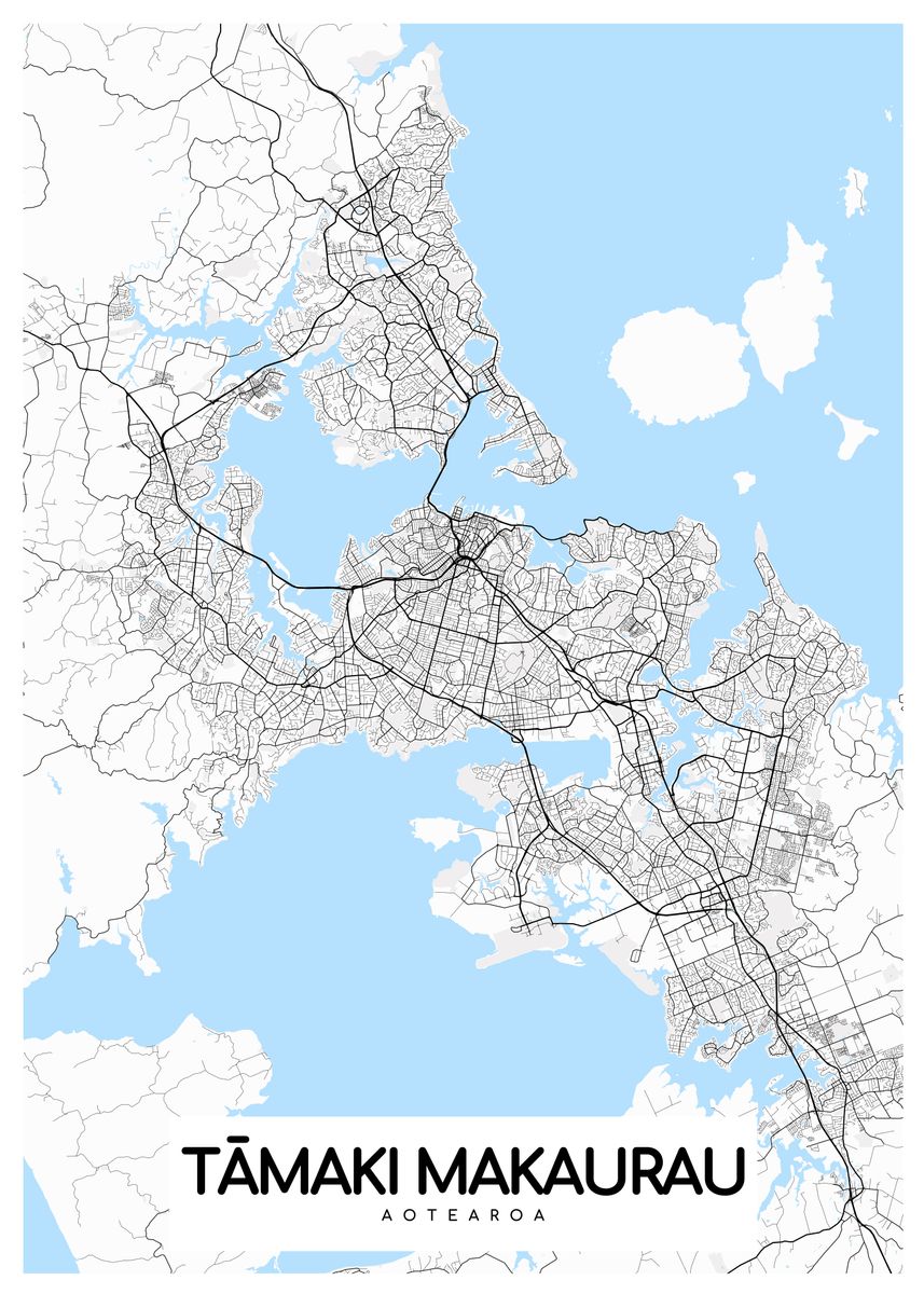 'Tamaki Makaurau' Poster, picture, metal print, paint by mapsies | Displate