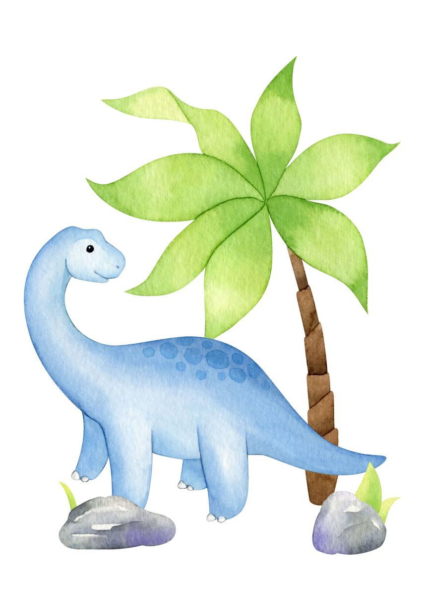 'Brontosaurus watercolor ' Poster, picture, metal print, paint by ...