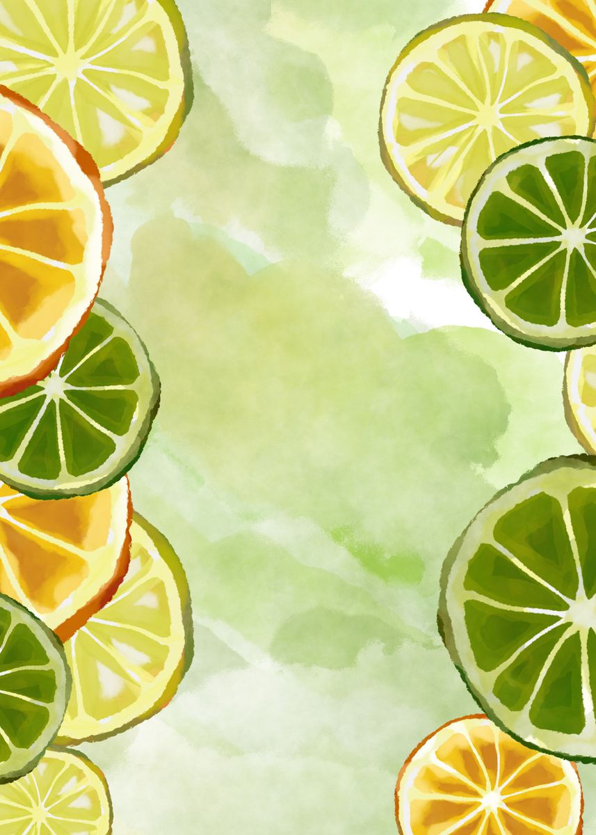 'A Watercolor Lemon Slices' Poster, picture, metal print, paint by ...
