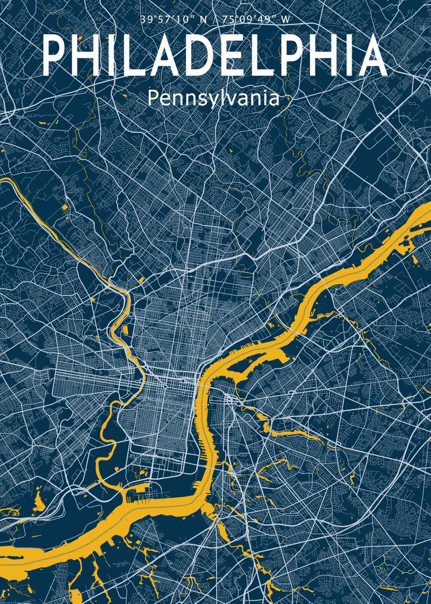 'Philadelphia Map Poster' Poster by Denis Webster | Displate