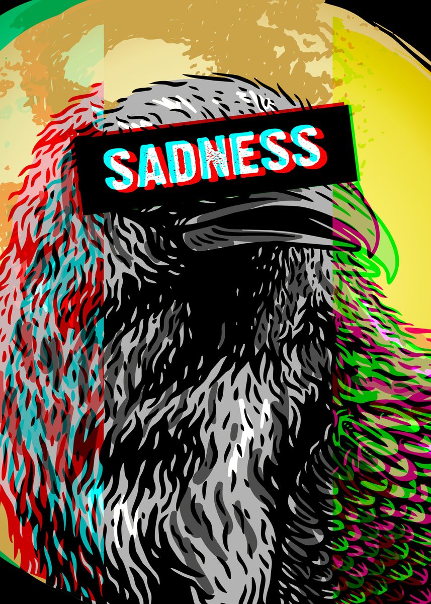 'Raven Crow Sad Vaporwave' Poster, picture, metal print, paint by ...