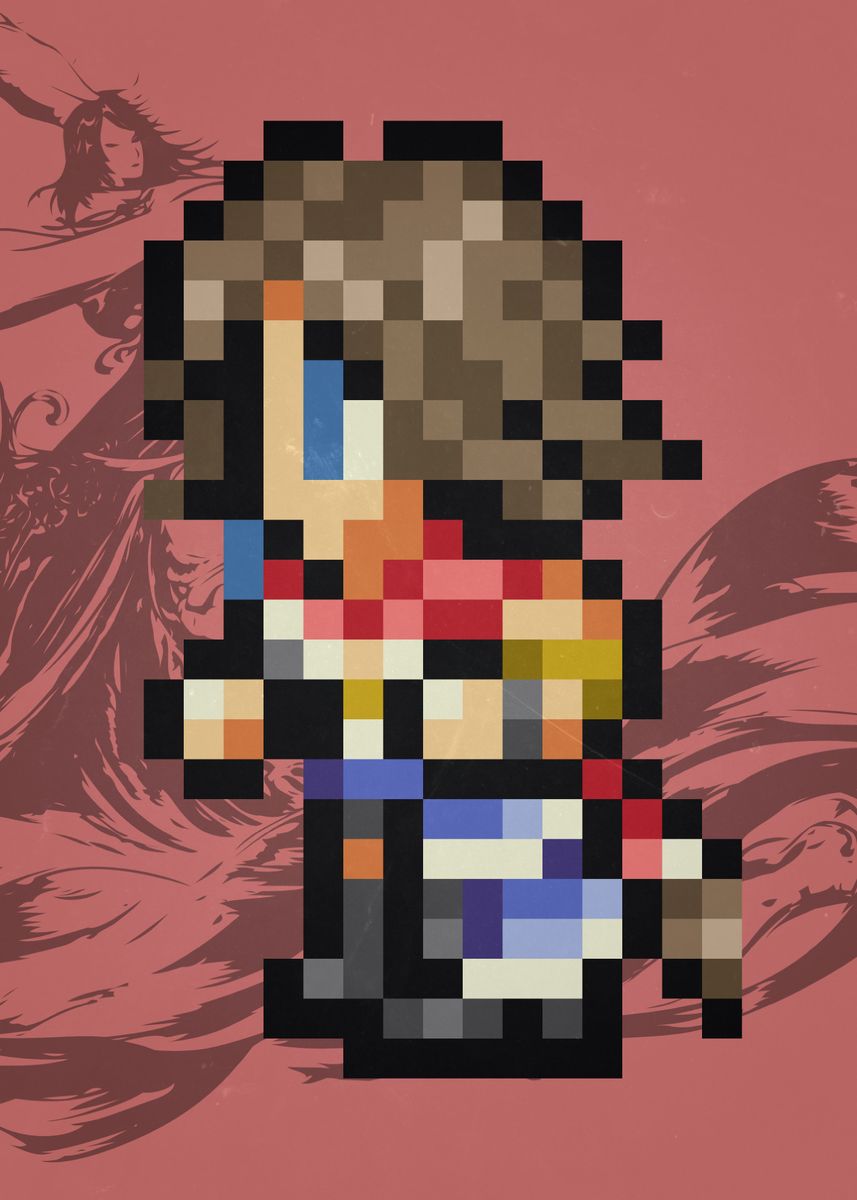'FF X Yuna Pixel Sprite' Poster, picture, metal print, paint by Ze Wiss ...