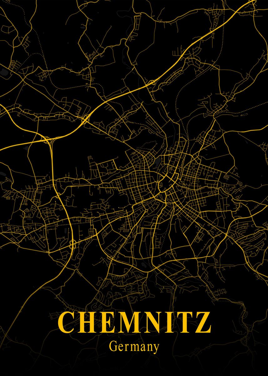 'Chemnitz City Map Germany' Poster by Max Ronn | Displate