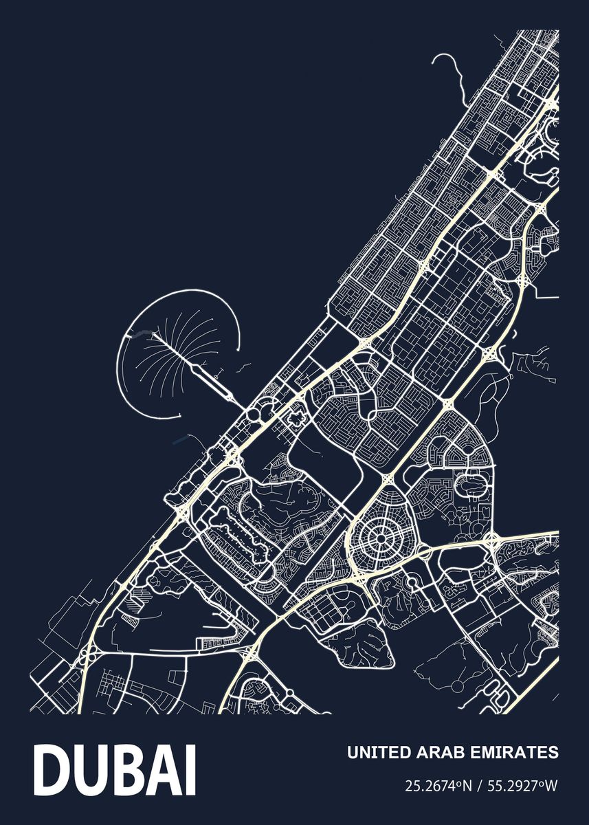 'Dubai City Map ' Poster by Max Ronn | Displate