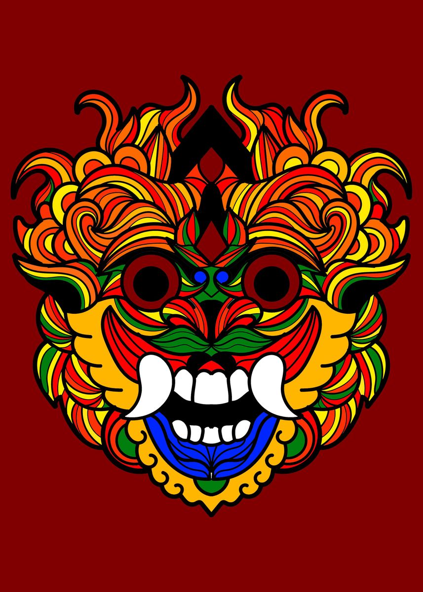 'Colorful Barong' Poster, picture, metal print, paint by Marco ...