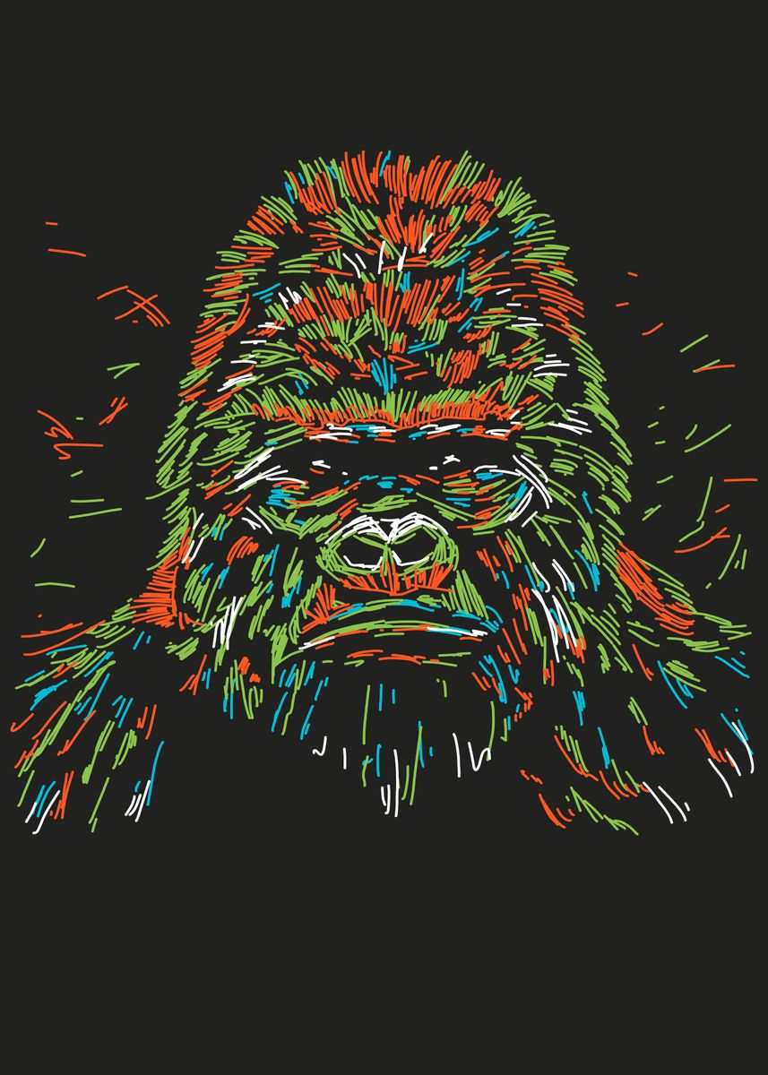 'Abstract gorilla' Poster, picture, metal print, paint by ...