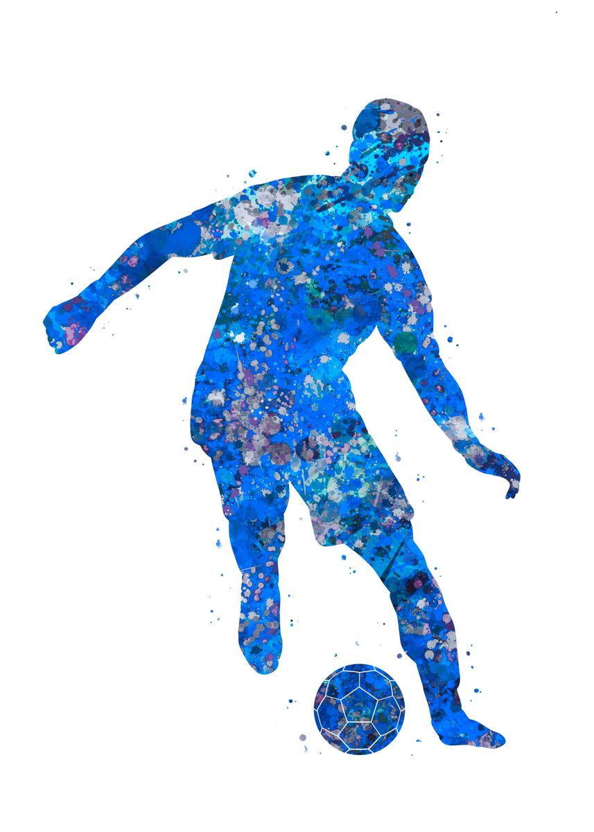 'Soccer player blue art' Poster, picture, metal print, paint by Yahya ...