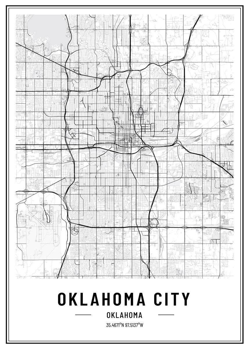 'Oklahoma city map usa' Poster, picture, metal print, paint by ...
