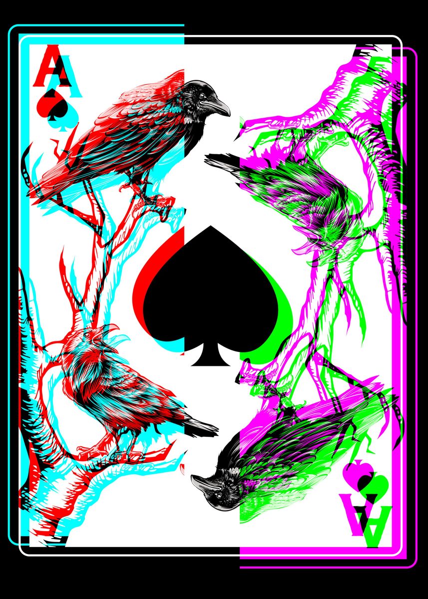 'Ace of Spades Crow Raven' Poster, picture, metal print, paint by ...
