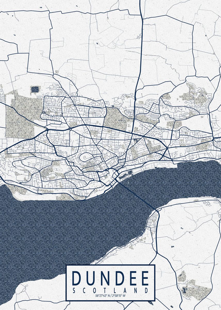 'Dundee City Map Coastal' Poster, picture, metal print, paint by deMAP ...