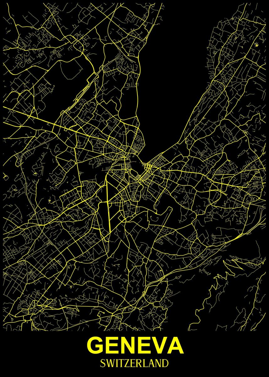 'Geneva Map Switzerland' Poster by Max Ronn | Displate