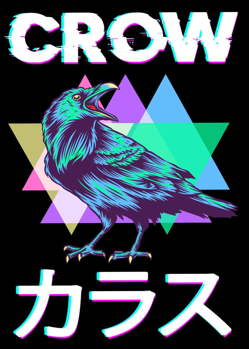 'Raven Crow Japanese Kanji' Poster, picture, metal print, paint by ...