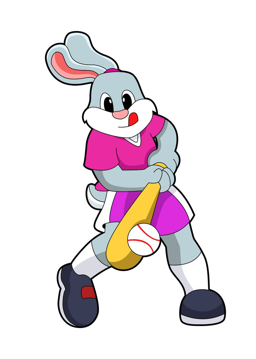 'Rabbit Baseball bat Sports' Poster, picture, metal print, paint by ...