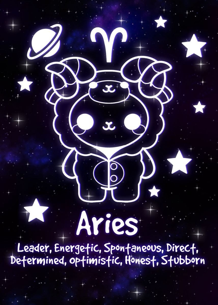 'Aries kawaii zodiac sign' Poster, picture, metal print, paint by ...