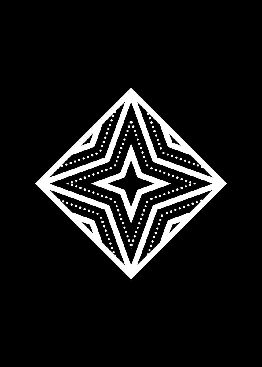 'Black Sacred Geometry Rune' Poster, picture, metal print, paint by ...