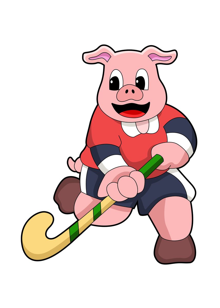 'Pig Hockey bat Sports' Poster by Markus Schnabel | Displate