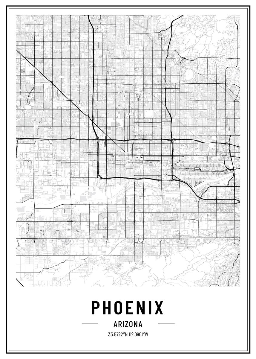 'Phoenix usa map' Poster, picture, metal print, paint by Designersen ...