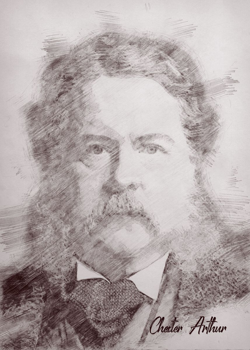 'Sketch Chester A Arthur' Poster, picture, metal print, paint by Kardus ...