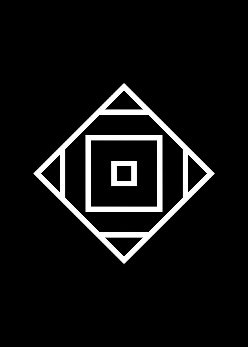 'Black Geometric Glyph Rune' Poster, picture, metal print, paint by ...