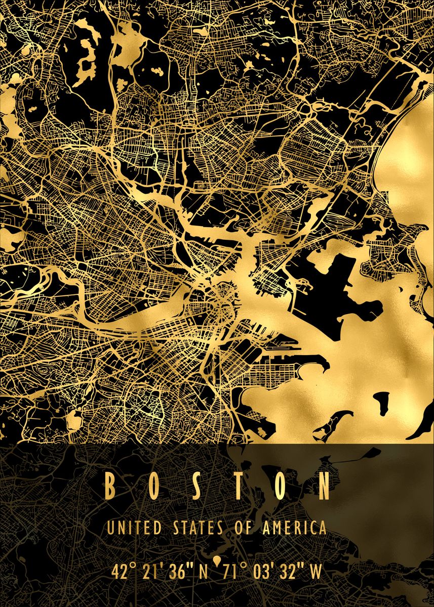 'Boston Map USA' Poster, picture, metal print, paint by Artistic ...