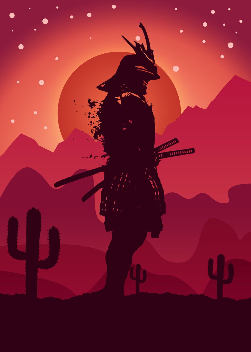 'Samurai In Desert' Poster, picture, metal print, paint by Theng Id ...