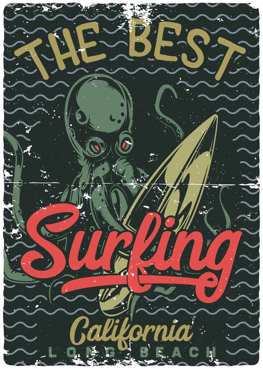 'Surfing California ' Poster, picture, metal print, paint by Jaminten ...