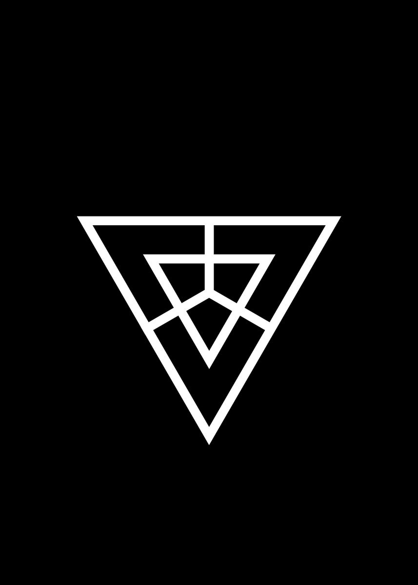 'White Geometric Glyph Sign' Poster, picture, metal print, paint by ...