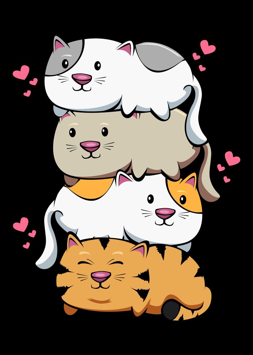 'Cat Cats Meowtain Kitty Pi' Poster, picture, metal print, paint by ...