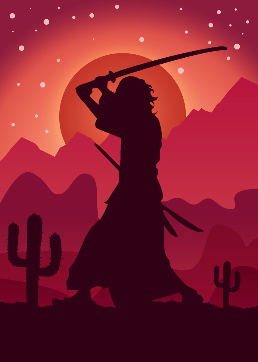 'Samurai In Desert' Poster, picture, metal print, paint by Theng Id ...