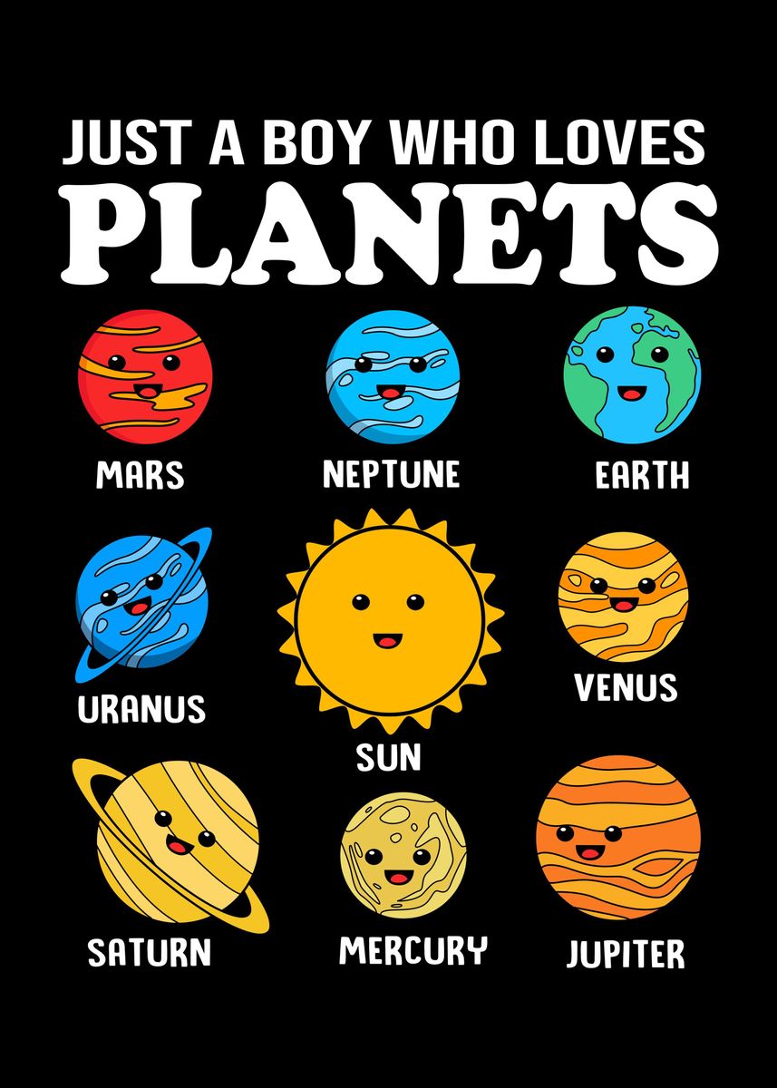 'Planets Cute Boy' Poster by FunnyGifts | Displate