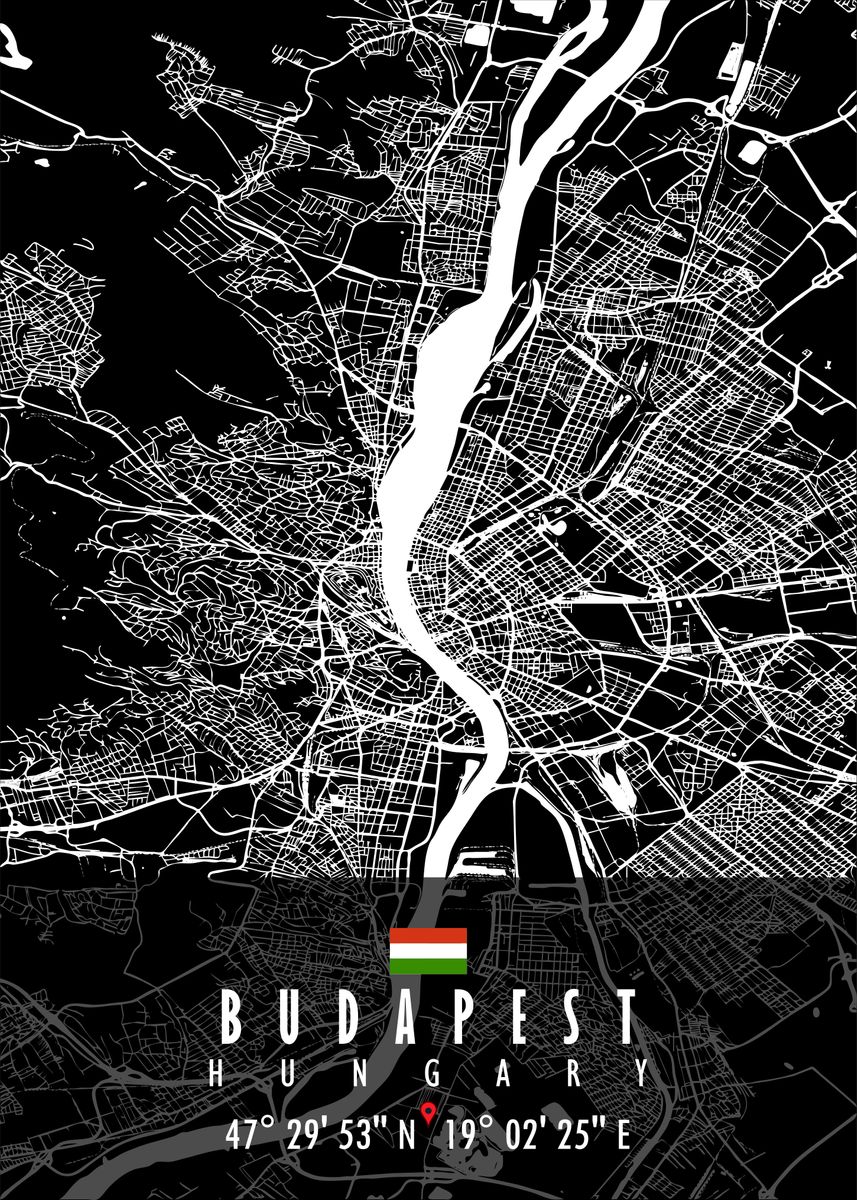'Budapest Map Hungary' Poster by Artistic Paradigms | Displate