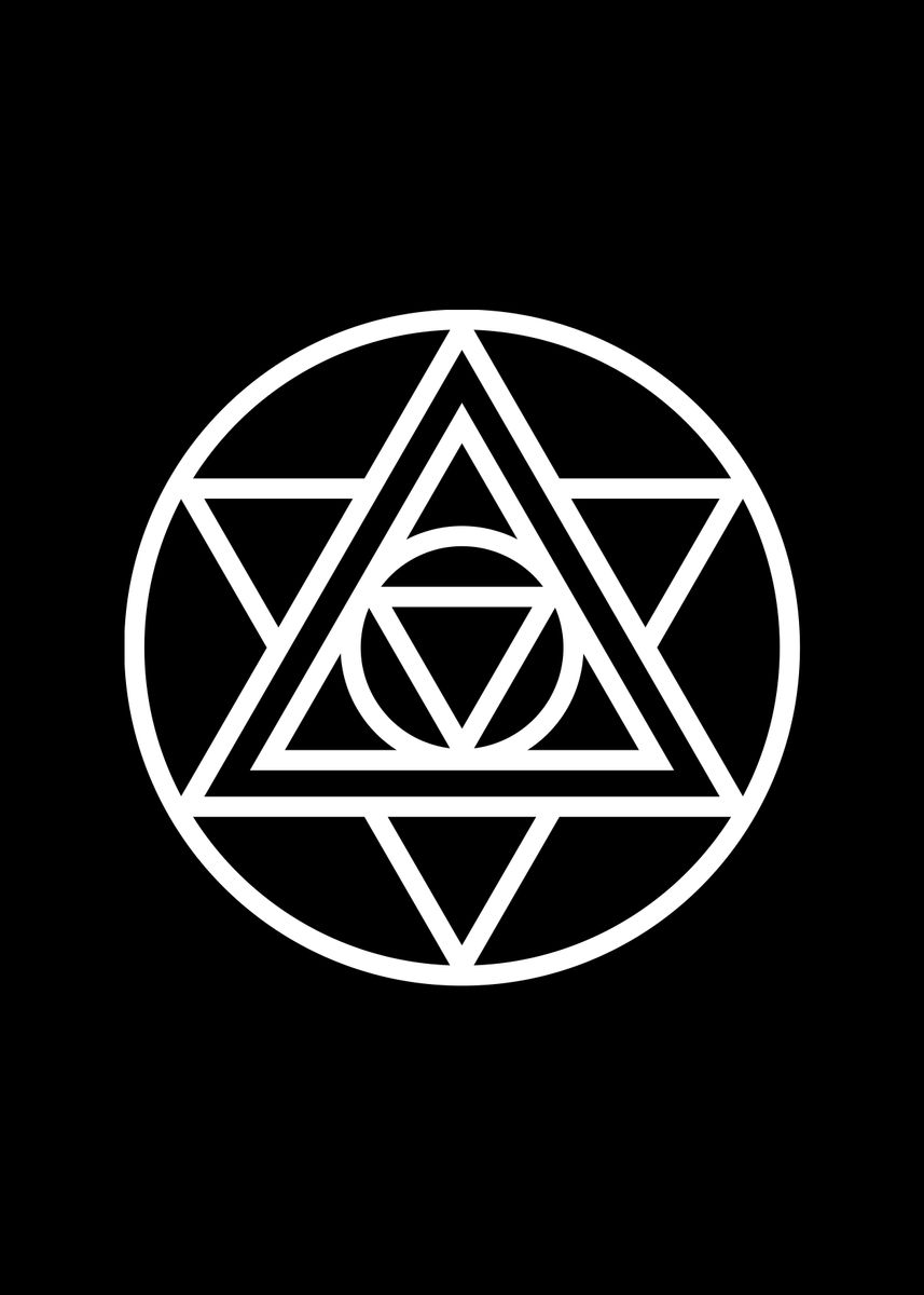 'White Geometric Glyph Sign' Poster, picture, metal print, paint by ...