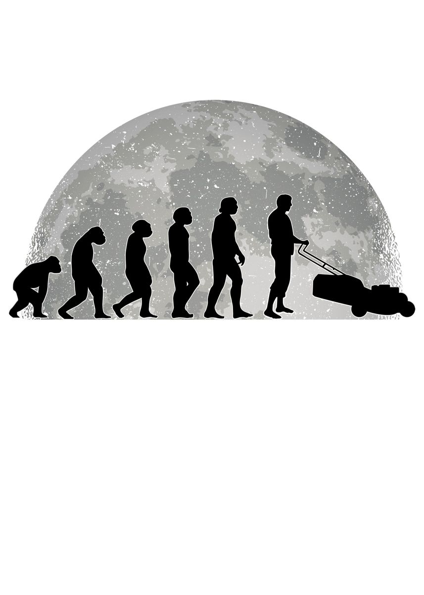 'Lawn Mower Evolution Moon' Poster, picture, metal print, paint by ...