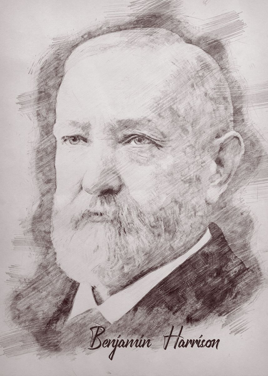 'Sketch Benjamin Harrison' Poster by Kardus Studio x Bakul Gambar ...