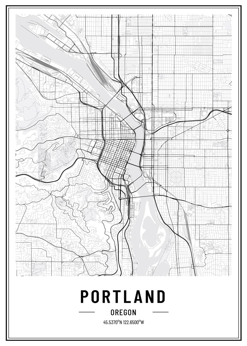 'Portland Oregon map usa' Poster by Designersen | Displate