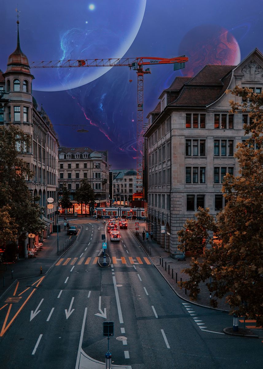 'Space City' Poster by Shaheen Khan | Displate