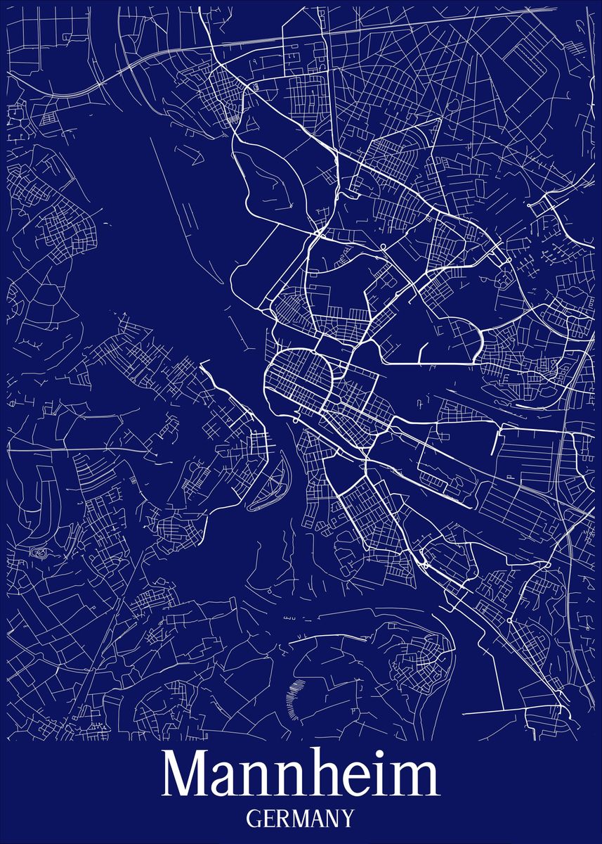 'Mannheim City Map Germany' Poster by Max Ronn | Displate