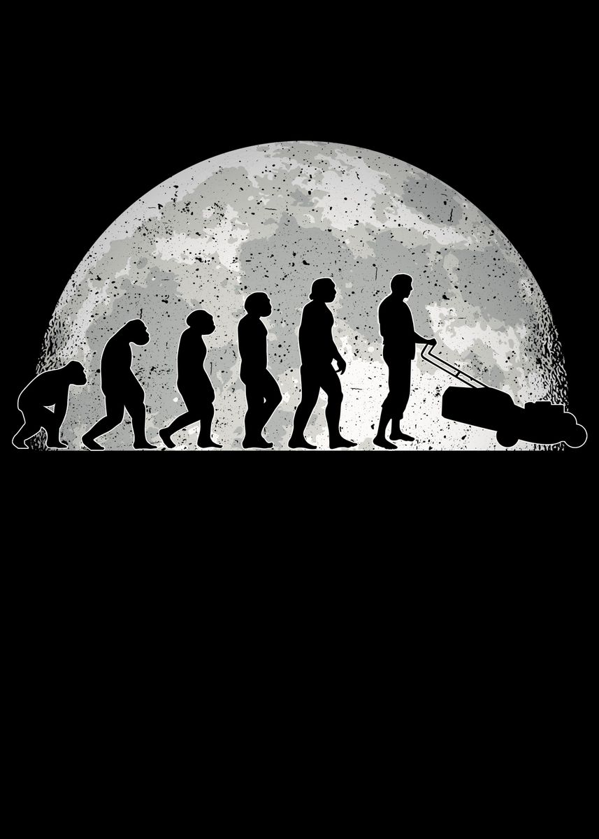 'Lawn Mower Evolution Moon' Poster, picture, metal print, paint by ...