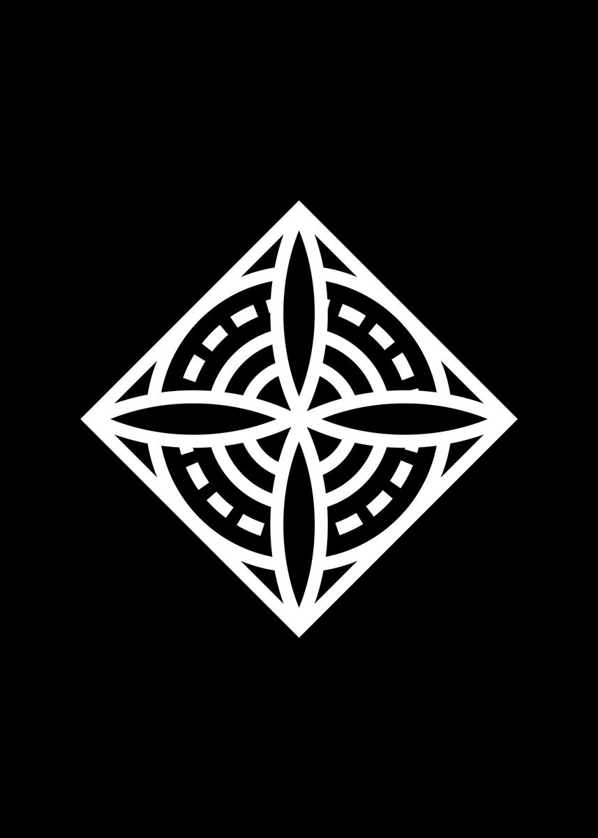 'Black Geometric Glyph Rune' Poster, picture, metal print, paint by ...