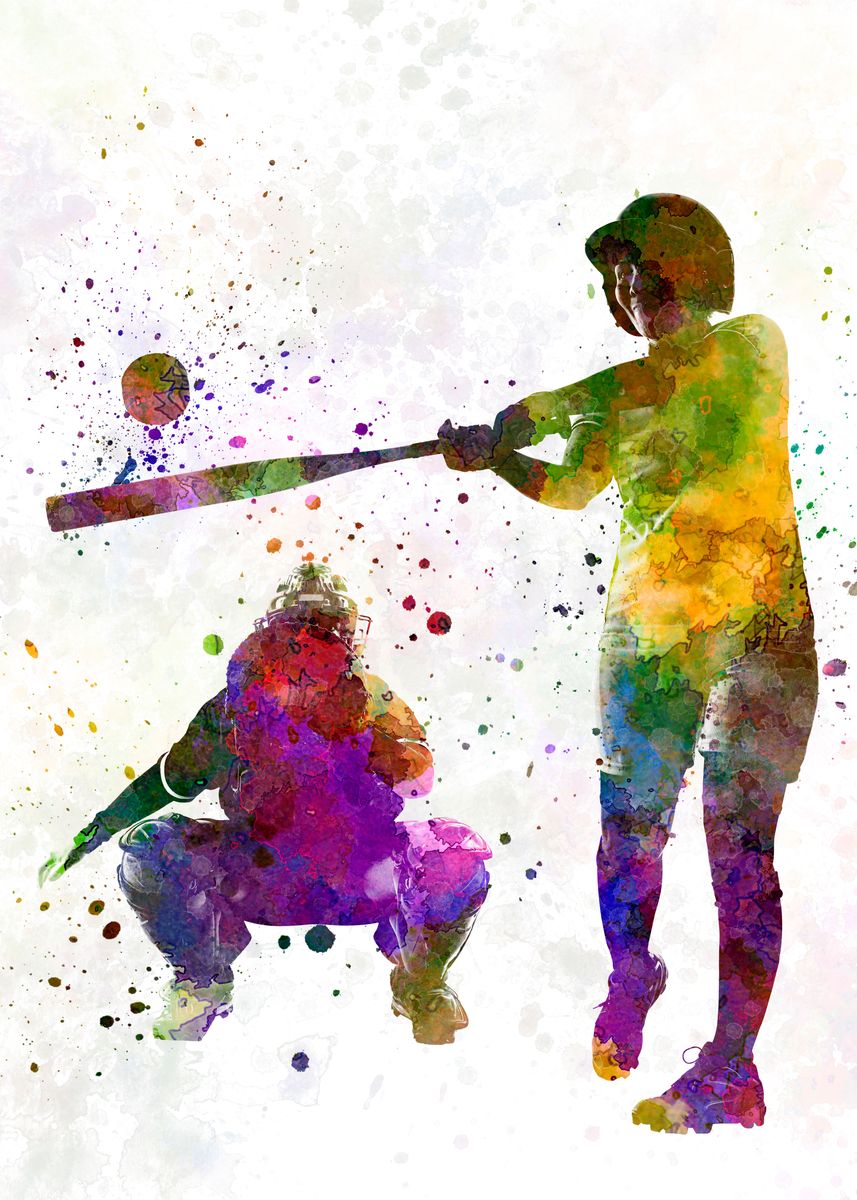 'baseball players ' Poster, picture, metal print, paint by Cristina ...