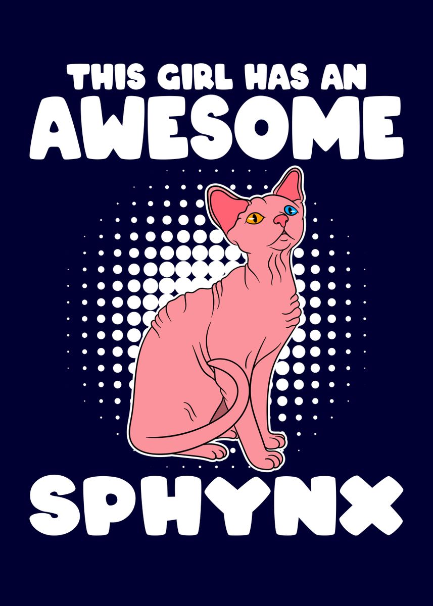'Girl and awesome Sphynx' Poster, picture, metal print, paint by MzumO | Displate
