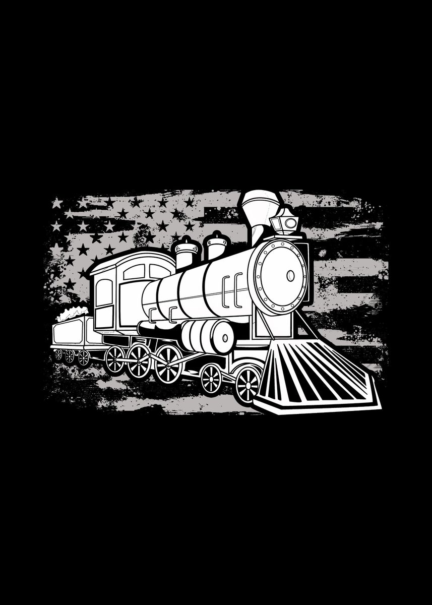 'Train American Flag' Poster by Mealla | Displate