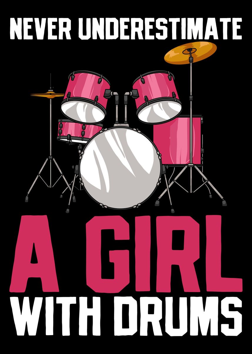 'Drummer Girl Drums Player ' Poster, picture, metal print, paint by ...