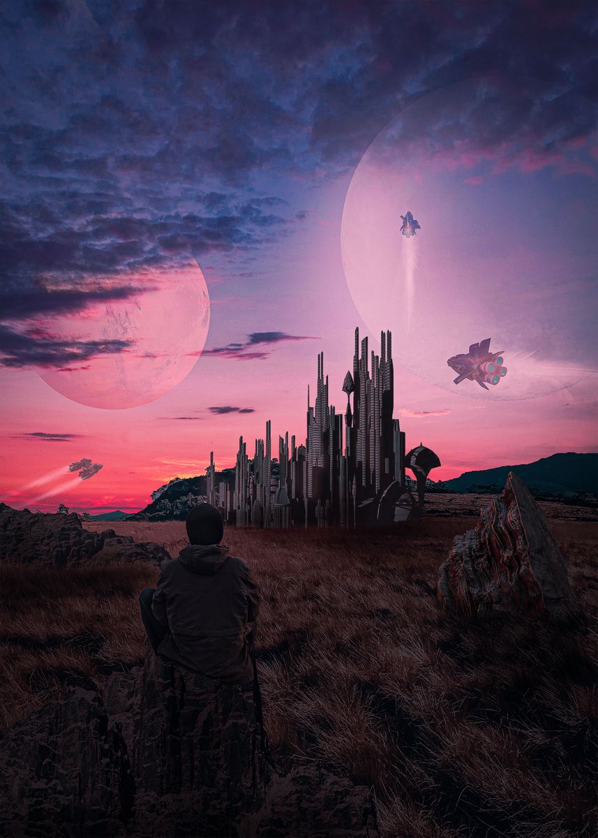 'Space City' Poster, picture, metal print, paint by Pedro Monteiro ...