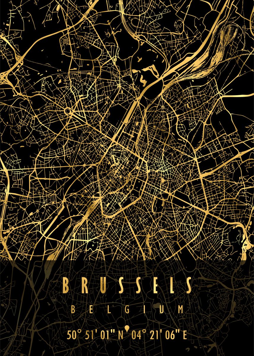 'Brussels Map Belgium' Poster by Artistic Paradigms | Displate