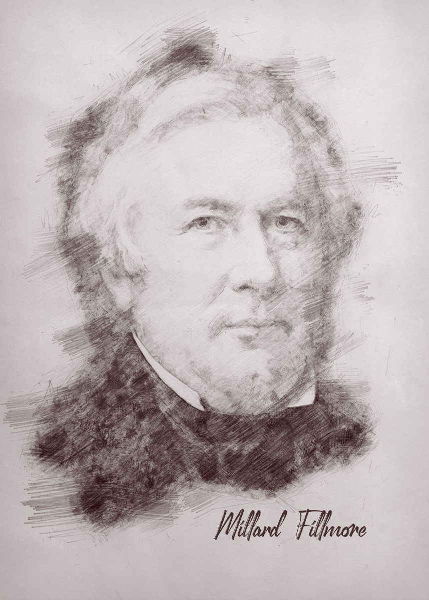 'Sketch Millard Fillmore' Poster, picture, metal print, paint by Kardus ...